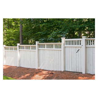 White Wood Privacy Fence & Gate - Transitional - Landscape - Atlanta ...