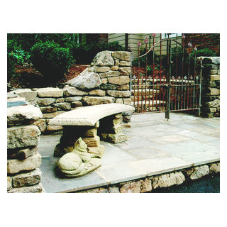 Wrought Iron Gate with Stacked Stone Wall - Traditional - Landscape ...