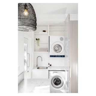 Integrated Laundry with Bi-fold Doors - Beach Style - Laundry Room ...