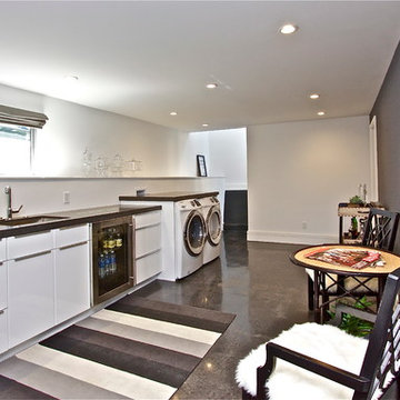 75 Mid-Century Modern Laundry Room with Quartz Countertops Ideas You'll ...
