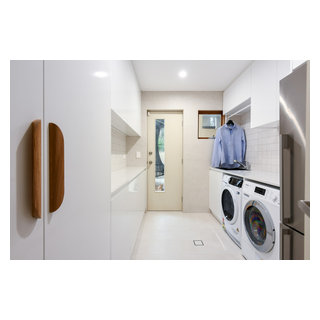 Laundry with White Polytec Cabinets - Modern - Laundry Room - Sydney ...