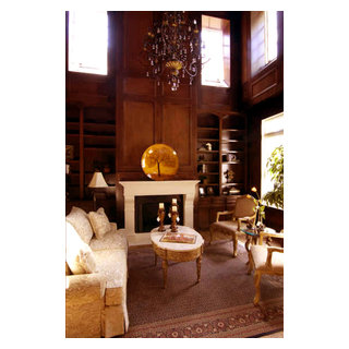 A Two-Story Study with Mahogany Paneling - Traditional - Living Room ...
