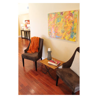 Abstract Art in Transitional Space with Traditional Furniture ...