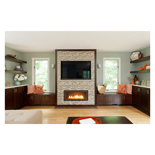 AFTER: More Cabinets and Open Wall Shelving for Display and Storage ...