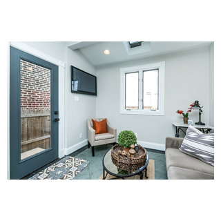 Baltimore City Rowhouse Renovation - Farmhouse - Living Room ...