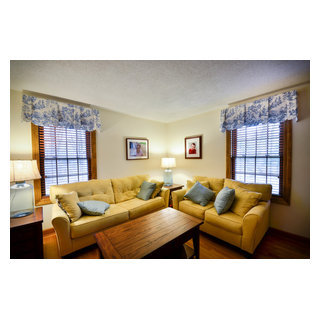 Blue and white Sheffield valances - Traditional - Living Room ...