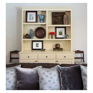 Blue, Gray & Brown Open-Concept Living Room - Transitional - Living ...