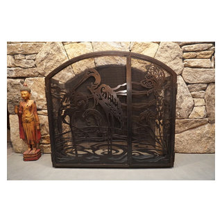 Blue Heron Bliss Fireplace Screen - Rustic - Living Room - Boston - by ...