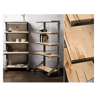 Cantilevered Maple Bookshelves - Modern - Living Room - Denver - by ...