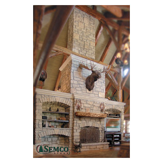 Cedar Ridge Fireplace - Rustic - Living Room - Chicago - by Semco ...