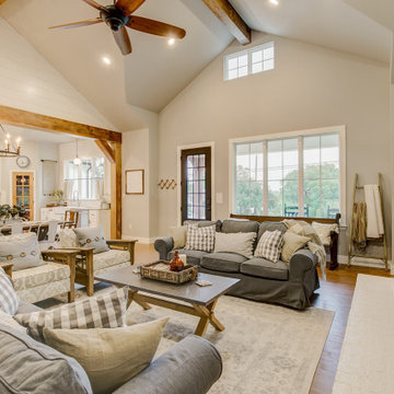 75 Farmhouse Vaulted Ceiling Living Room Ideas You'll Love - July, 2024 ...