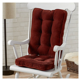 Contemporary Living Room With Burgundy Rocking Chair Seat Cushions ...