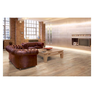Contemporary living room with porcelain wood tiles - Contemporary ...