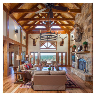 Custom Log & Timber Frame Home - Rustic - Living Room - Other - by ...