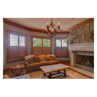 Custom Maple Clear View Shutters - Transitional - Living Room ...