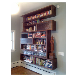 Custom Walnut Bookcase - Modern - Living Room - Portland Maine - by M.R ...