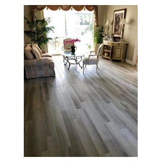 Ego Gray Tile Wood Plank Remodel - Transitional - Living Room - Tampa ...