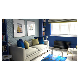 Electric Blue Bedroom - Midcentury - Living Room - London - by User | Houzz