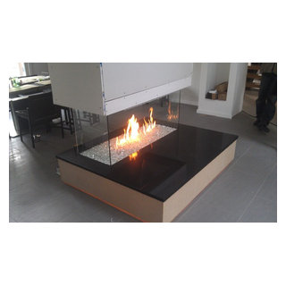 Fireglass fireplace - Contemporary - Living Room - New York - by KJB ...