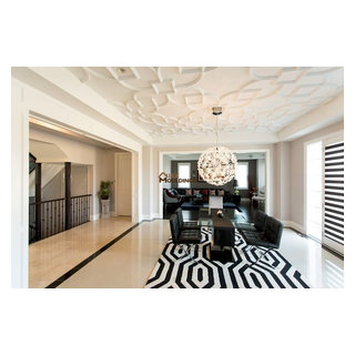 Flower ceiling design with arched openings in the living room ...