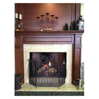 Gas Fireplace with Wood Mantel - Traditional - Living Room - New York ...