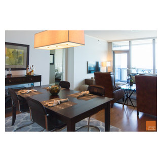 High-rise condo dining room and living room - Midcentury - Dining Room ...