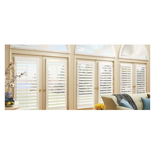 Hunter Douglas NewStyle Hybrid Shutters - Transitional - Living Room ...