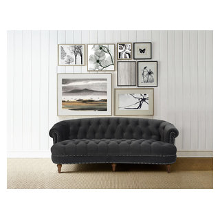 La Rosa Chesterfield Sofa, Dark Charcoal Grey - Transitional - Living ...