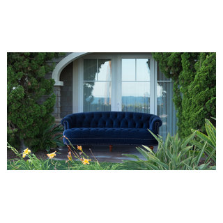 La Rosa Chesterfield Sofa, Navy Blue - Transitional - Living Room ...