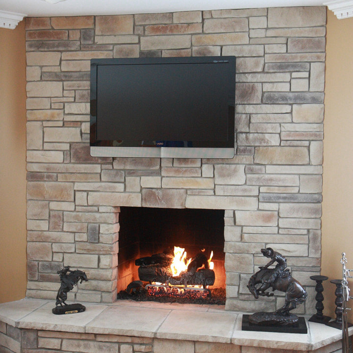Dry Stacked Stone Fireplace Ideas - Photos & Ideas | Houzz