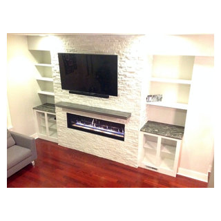 Linear Fireplace With Stone - Pittsburgh, PA - Contemporary - Living ...