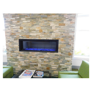 Mezzo 48 Gas Fireplace with Cobalt Media Glass - Modern - Living Room ...