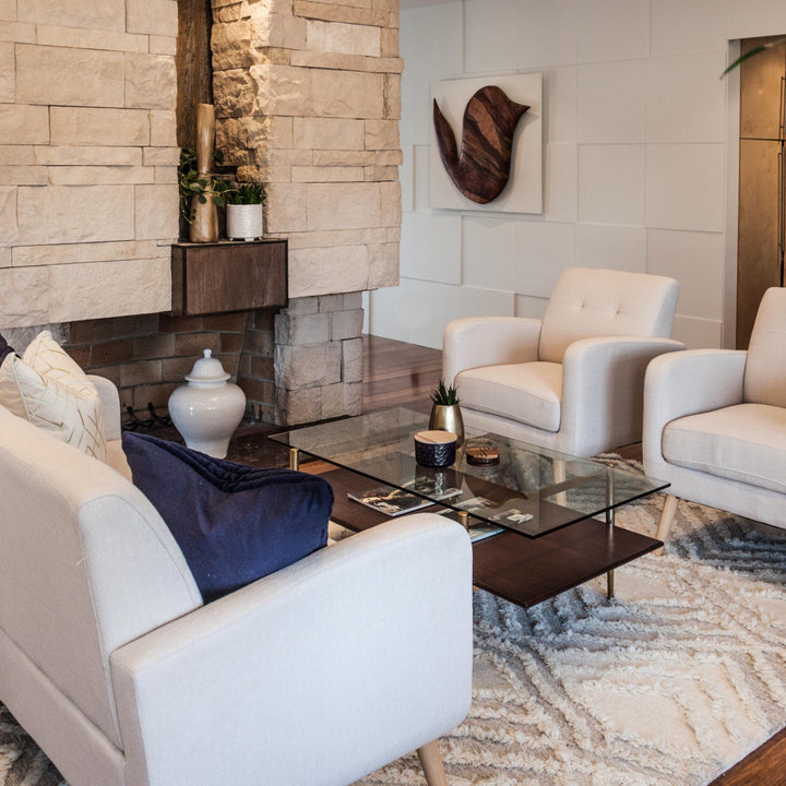 75 Mid-Century Modern Wall Paneling Living Room Ideas You'll Love ...