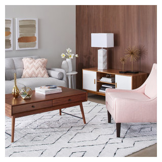 Mid-Century Modern with Blush Accents Living Room Collection - Living ...