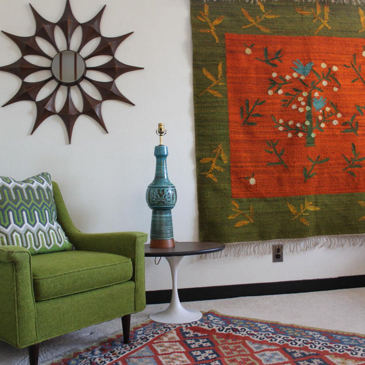 75 Mid-Century Modern Green Living Room Ideas You'll Love - October ...