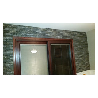 Midnight Mist color blend of granite veneer - Rustic - Living Room ...