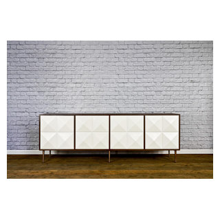 Modern Credenza, Walnut Mid Century Sideboard, Modern TV Stand, White ...