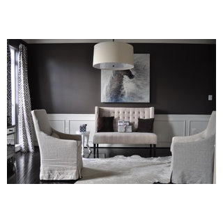 Modern Gray Dining Room by JWS Interiors - Contemporain - Salon ...