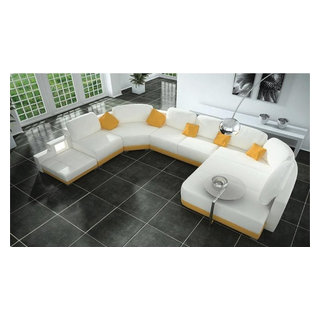 Modern U Shape White Leather Sectional Sofa - Modern - Living Room ...