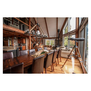 Moose Ridge Lodge Post and Beam - Rustic - Living Room - Portland Maine ...