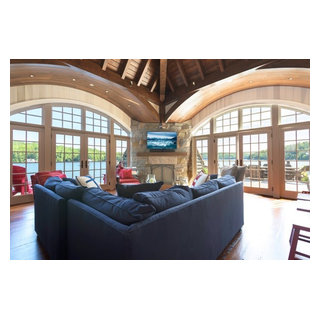 Muskoka Cottage Reno & Boathouse - Beach Style - Living Room - Toronto ...