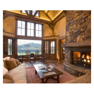 Natural Random Rubble Stone Fireplace - Rustic - Living Room - Denver ...