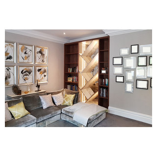 Natural walnut bespoke bookcase - Contemporary - Living Room - London ...