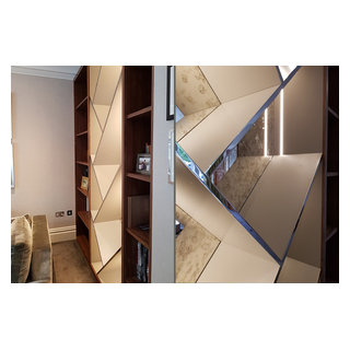 Natural walnut bespoke bookcase - Contemporary - Living Room - London ...