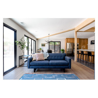Open Floor Plan Streng Home with Walnut Wrapped Exposed Beams ...