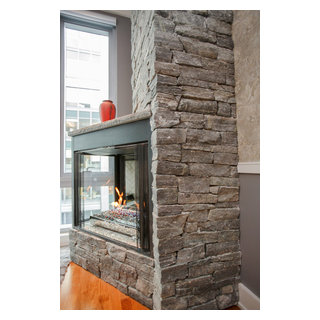 Penthouse with New England Natural Stone Fireplace and Wine Cooler ...