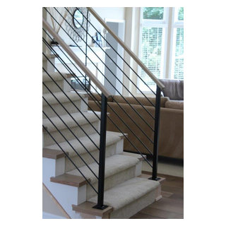Prime Horizontal Metal Rails with Wood Top - Contemporary - Staircase ...