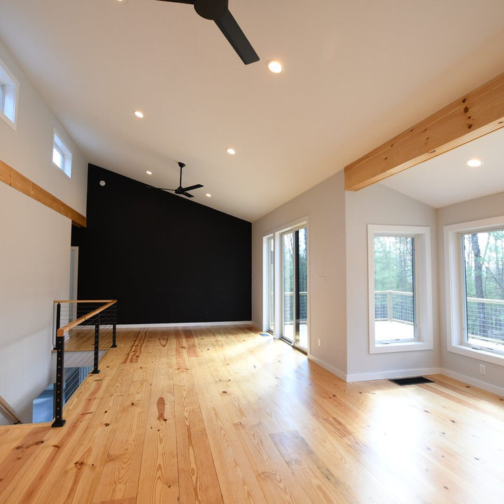 75 Mid-Century Modern Vaulted Ceiling Living Room Ideas You'll Love ...