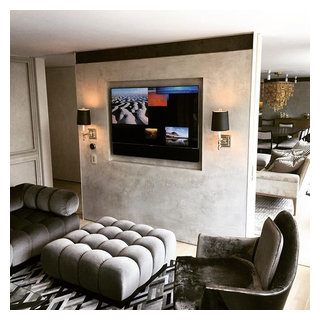 Recessed TV and Soundbar - Eclectic - Living Room - New York - by ...