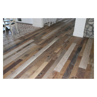 Reclaimed Oak Wide Plank & Chevron Pattern - Rustic - Living Room ...